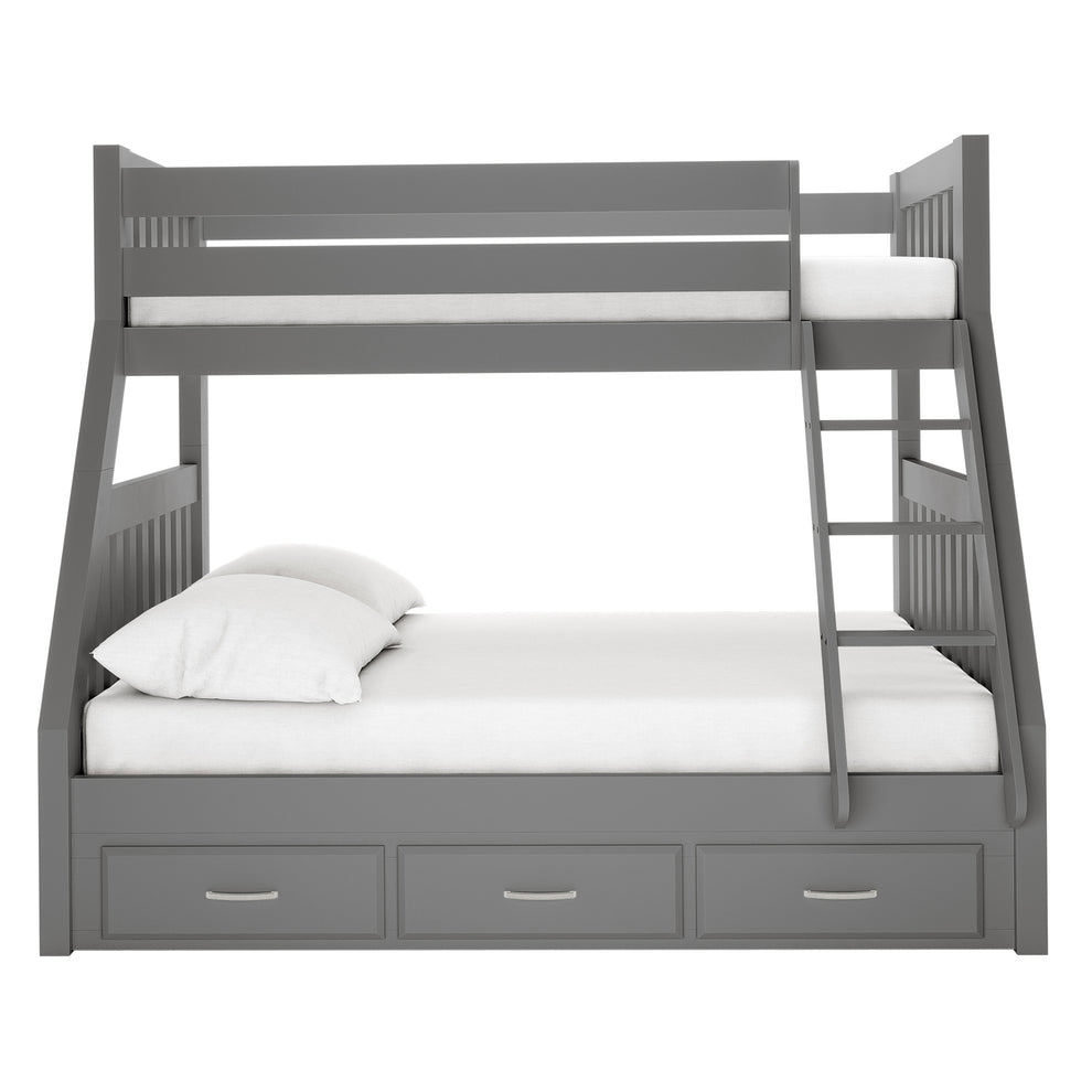 Cornelia Solid Wood Triple Bunk Bed with Storage in Grey – Luxo Living