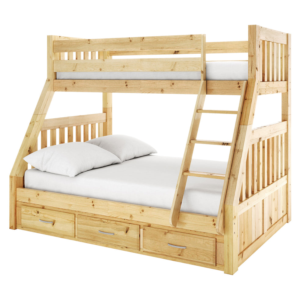 Cornelia Solid Wood Triple Bunk Bed with Storage in Natural – Luxo Living