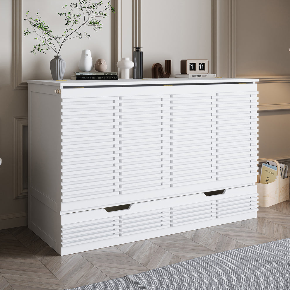 Jaxen Queen Foldout Murphy Bed with Storage in White – Luxo Living