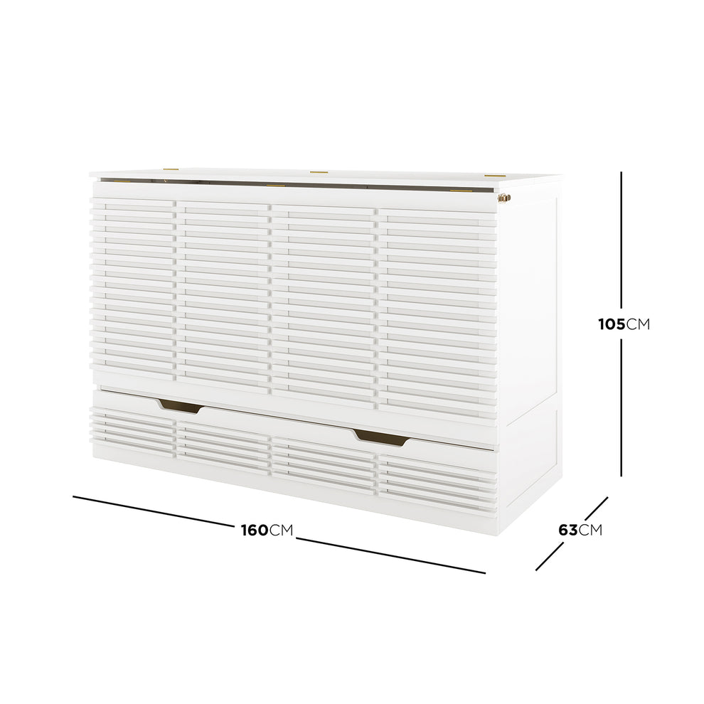 Jaxen Queen Foldout Murphy Bed with Storage in White – Luxo Living
