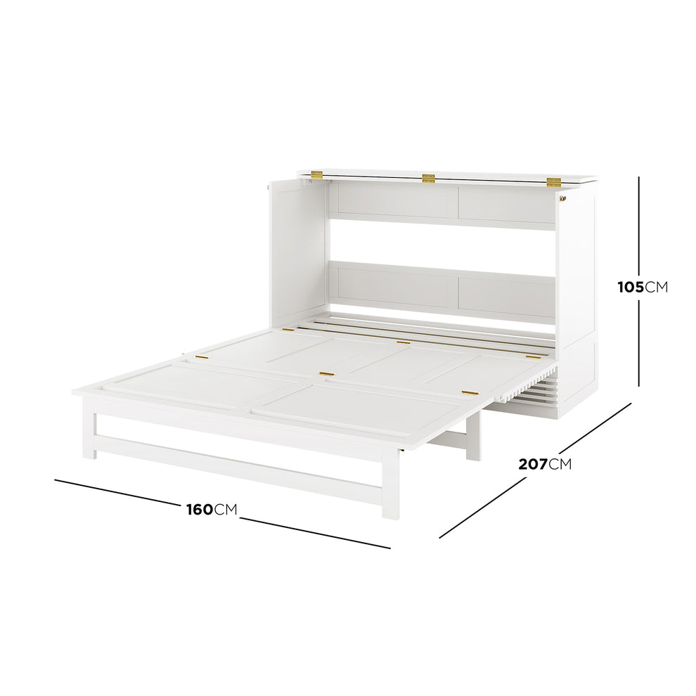 Jaxen Queen Foldout Murphy Bed with Storage in White – Luxo Living