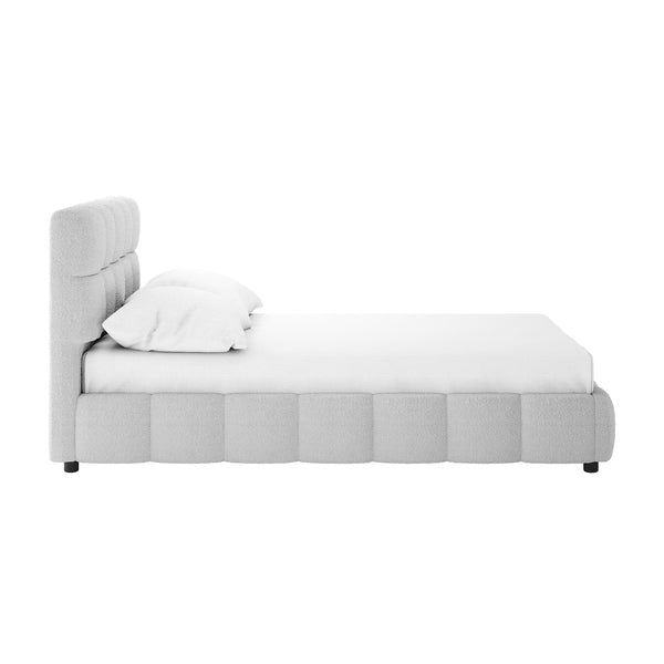 Nikias Double Boucle Fabric Bed Frame in Light Grey – Luxo Living