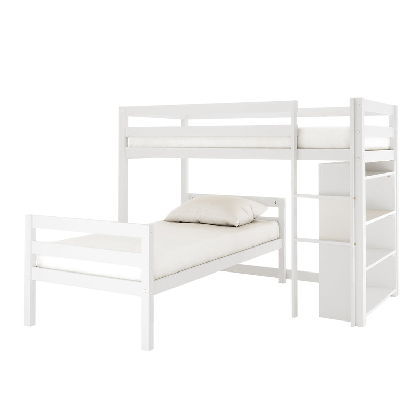 Ross Solid Pine Wood Bunk Bed with Storage in White – Luxo Living
