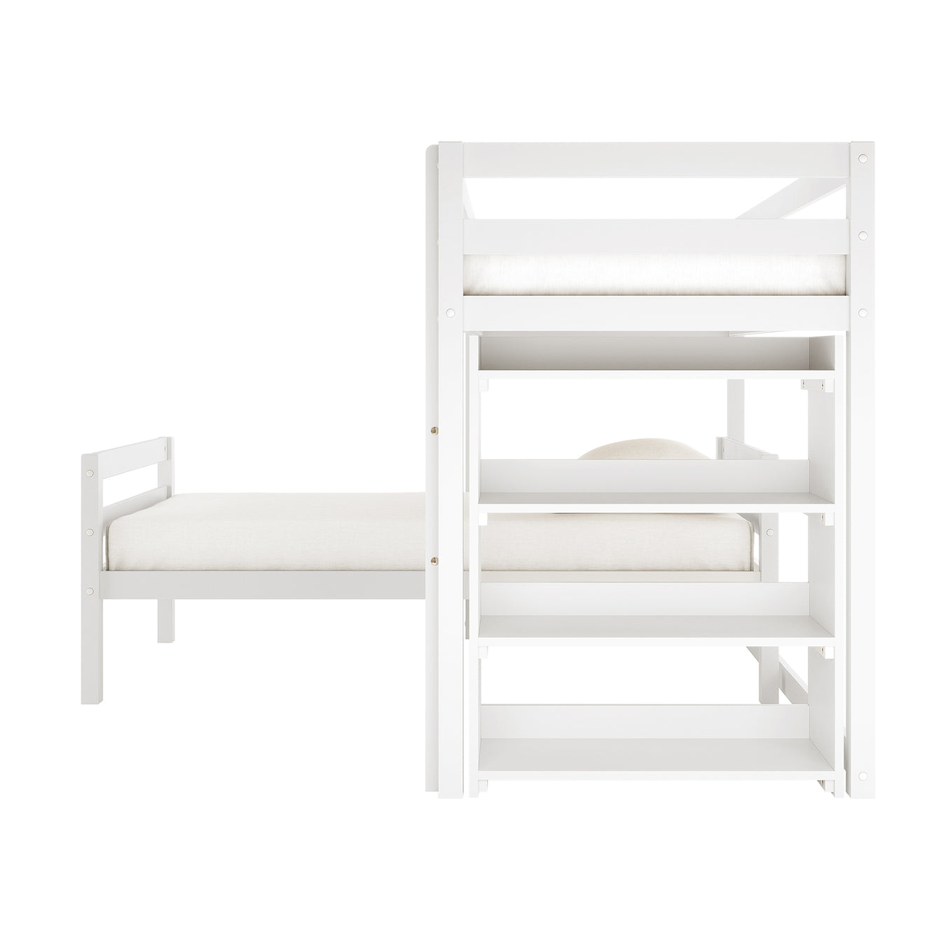 Ross Solid Pine Wood Bunk Bed with Storage in White – Luxo Living