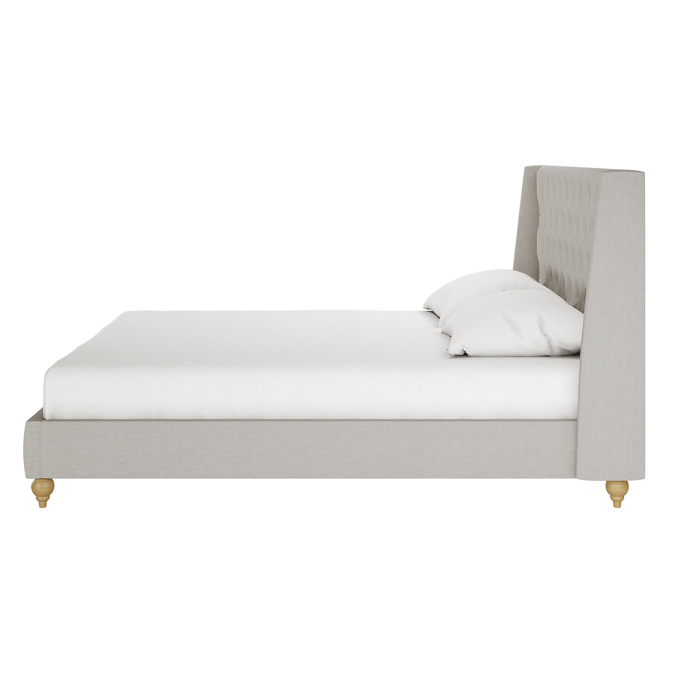Vilania King Linen Fabric Bed Frame with Buttons in Grey – Luxo Living