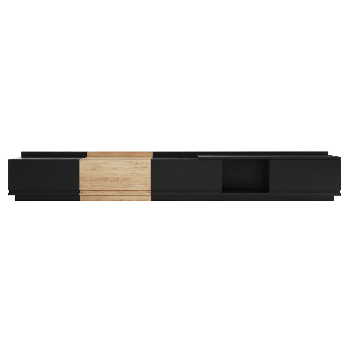 Freda 280cm Modular Entertainment TV Unit in Black & Natural – Luxo Living