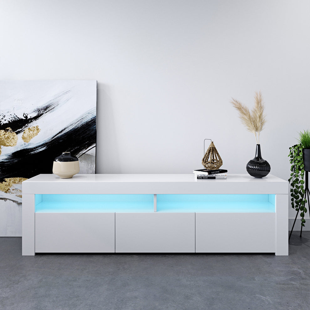 Luxo Joshua Entertainment Unit with RGB LED Lights in White – Luxo Living