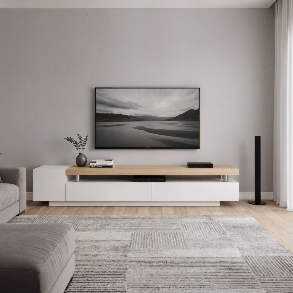 Kandi 180cm Entertainment Unit with Drawers in White – Luxo Living