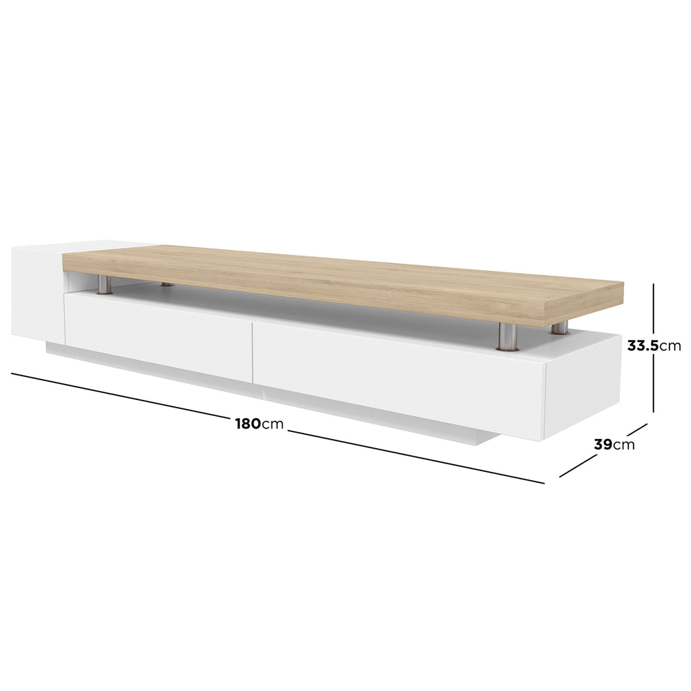 Kandi 180cm Entertainment Unit with Drawers in White – Luxo Living