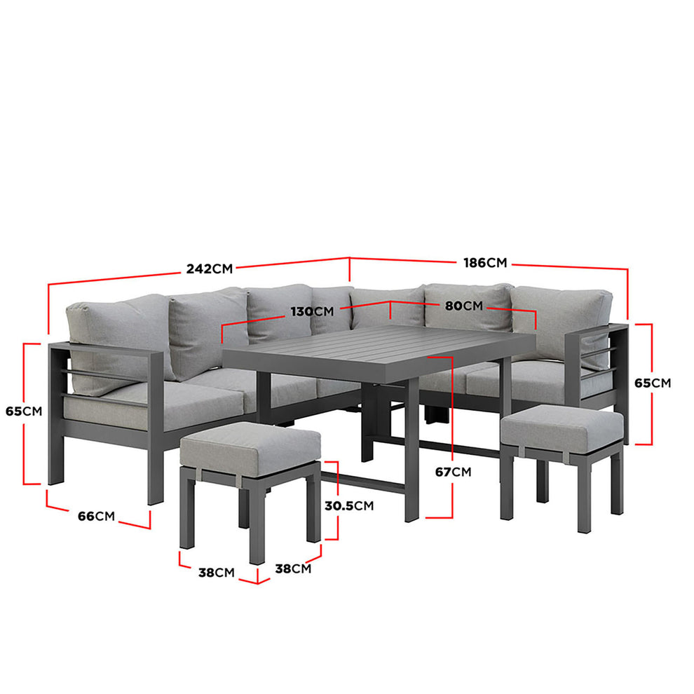 Portland Outdoor Corner Sofa Lounge with Foot Stools in Grey – Luxo Living