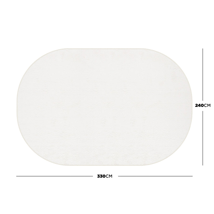 Pavla 240 x 330cm Oval Soft Rug in Cream White – Luxo Living