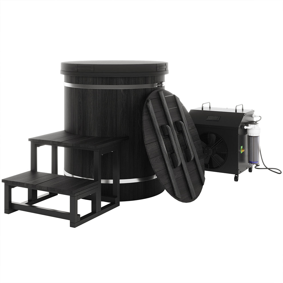 Noni 1-Person Outdoor Ice Bath with 1HP Chiller in Black – Luxo Living