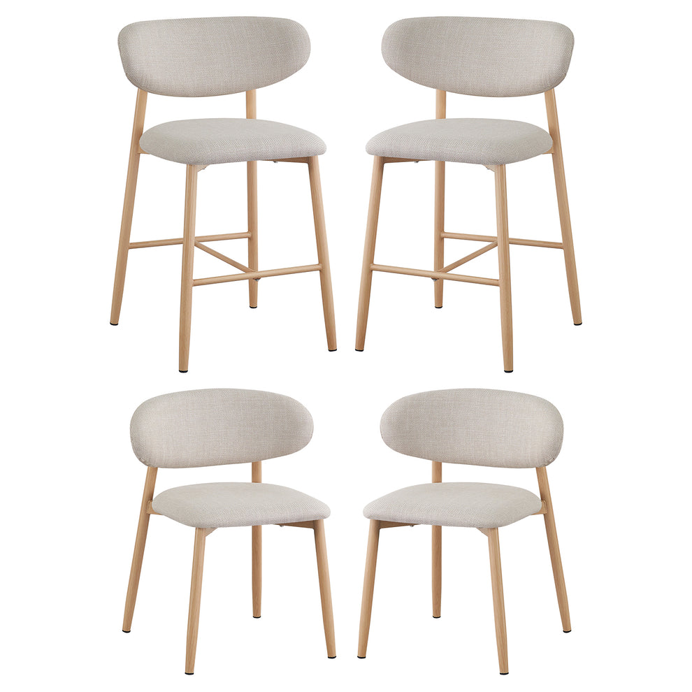 Audrey Curved Bar Stool & Dining Chair Set of 4 in Beige – Luxo Living