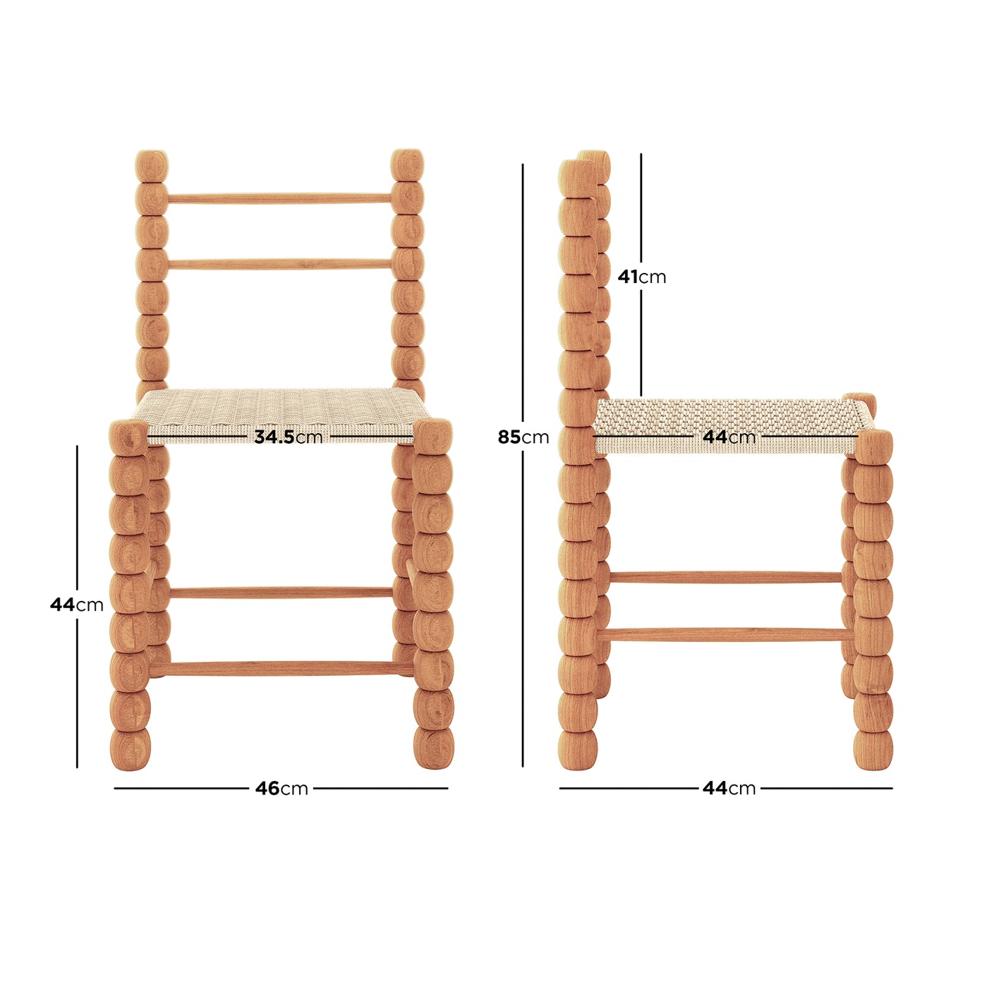 Em Hardwood Bobbin Dining Chair Set of 2 in Natural – Luxo Living