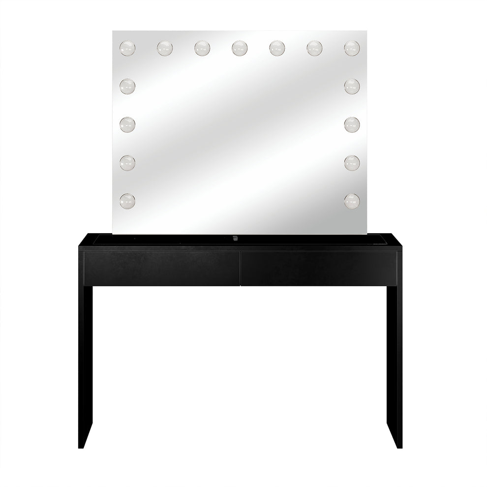 Gianna Hollywood LED Mirror Dressing Table in Black – Luxo Living