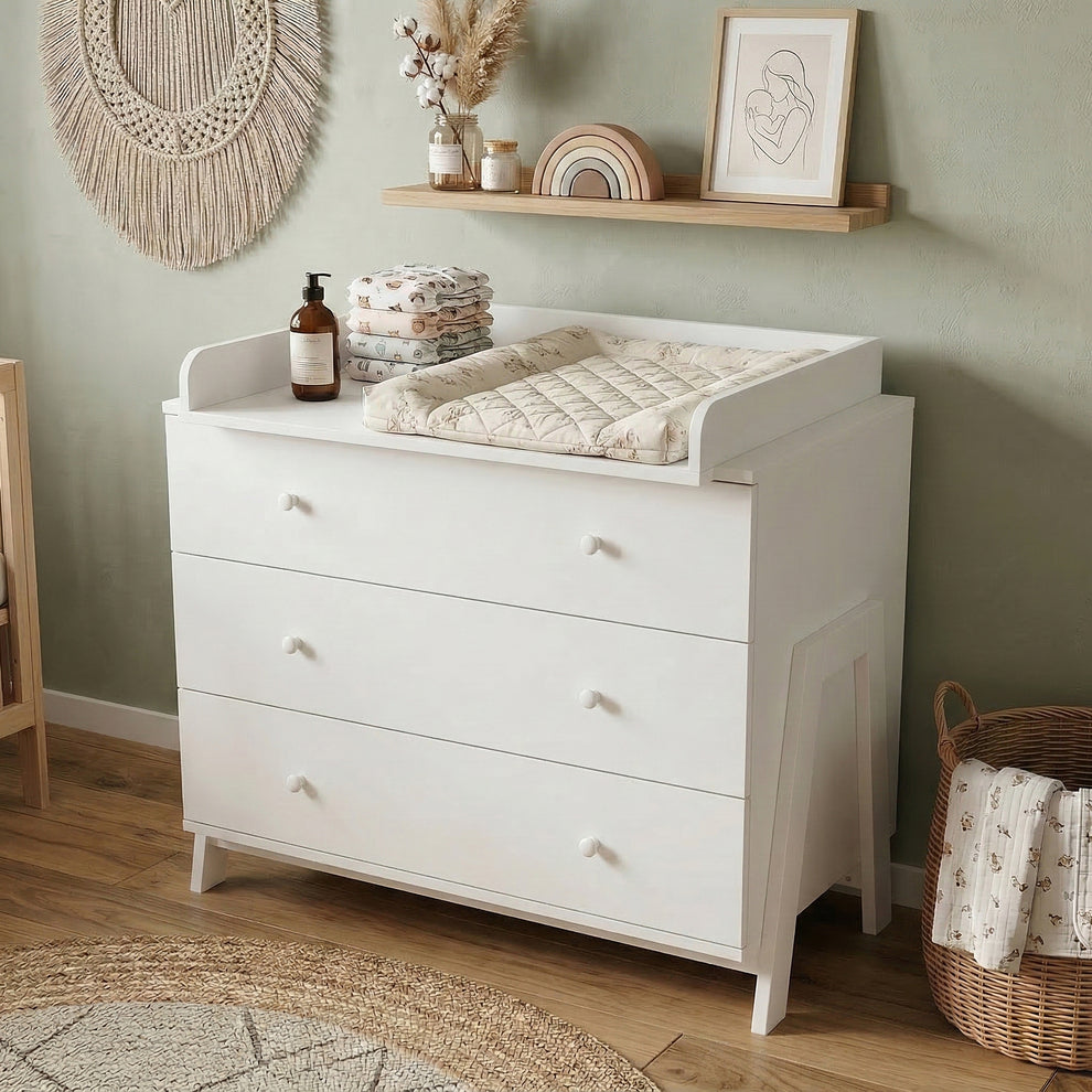 Hushly Baby Change Table with Drawers in White – Luxo Living