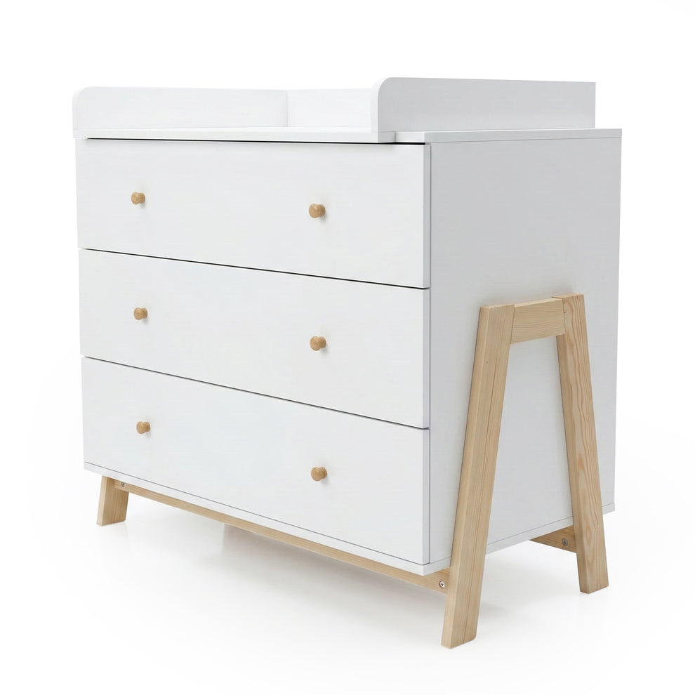 Hushly Baby Change Table with Drawers in White & Natural – Luxo Living