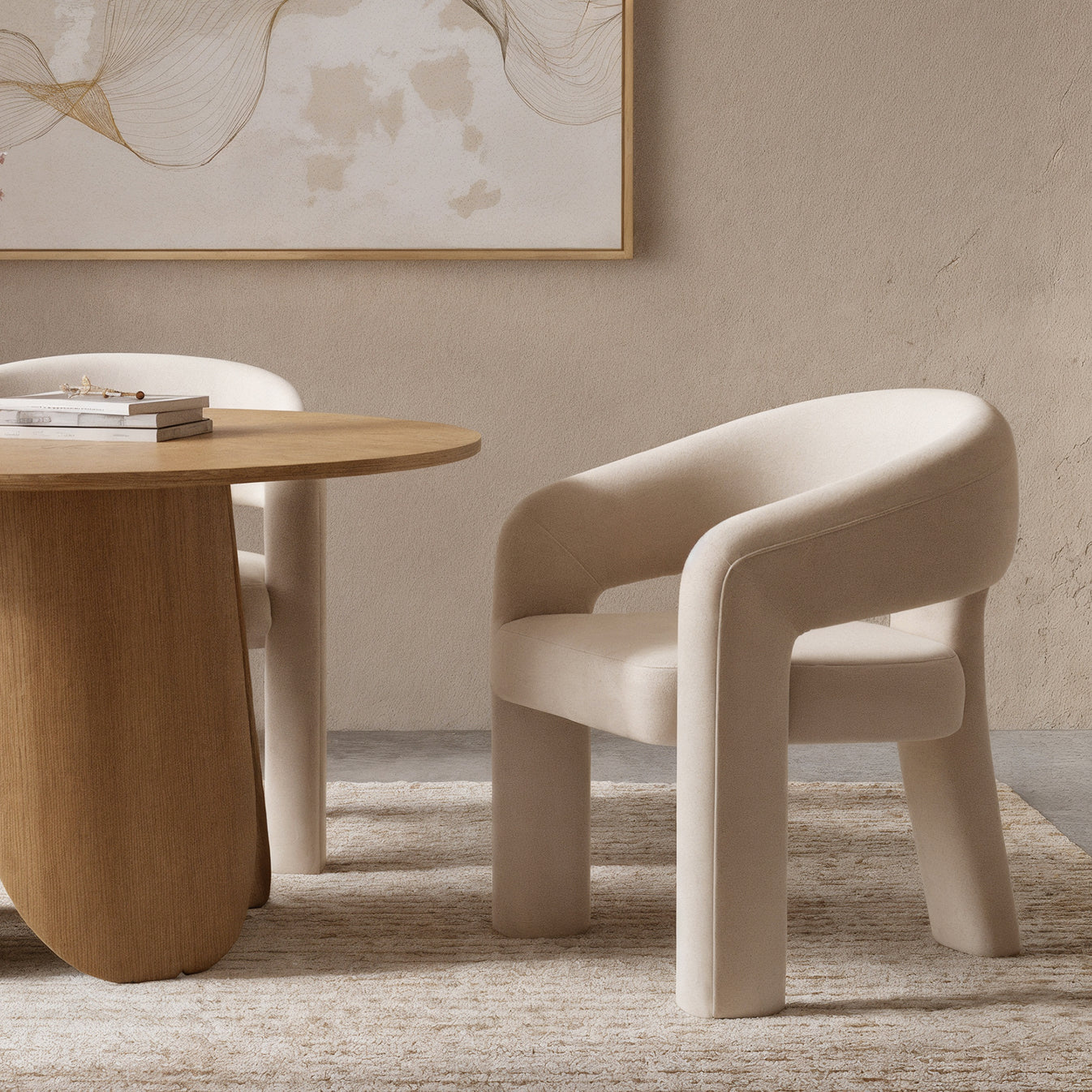 Mariah 3 Legged Velvet Accent Chair in Beige – Luxo Living