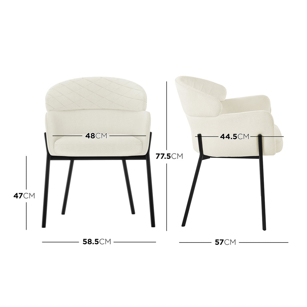 Sofia Chenille Fabric Dining Chairs Set of 2 in Off White – Luxo Living