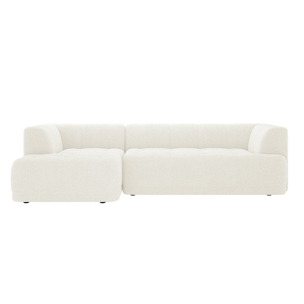 Averill 4 Seater Boucle Fabric Chaise Sofa in Light Beige – Luxo Living