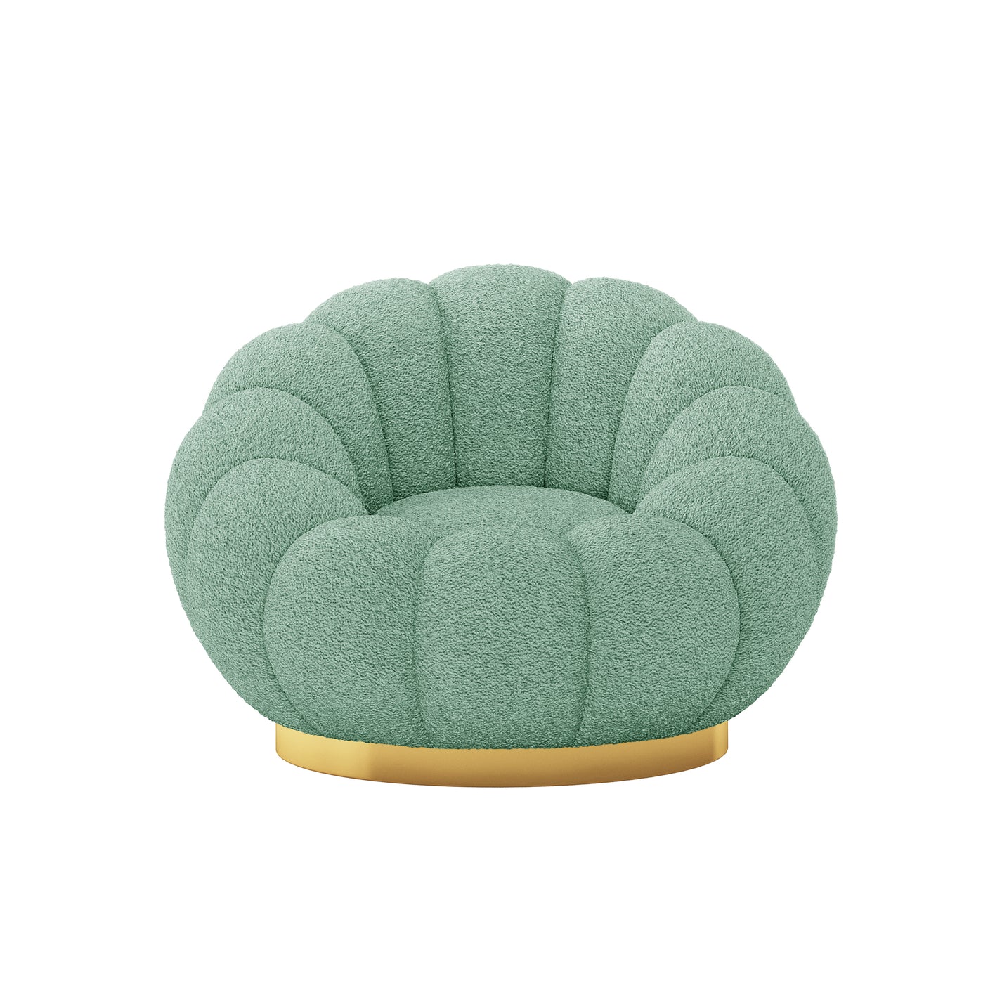 Beare Boucle Swivel Gold Base Accent Chair in Light Green – Luxo Living