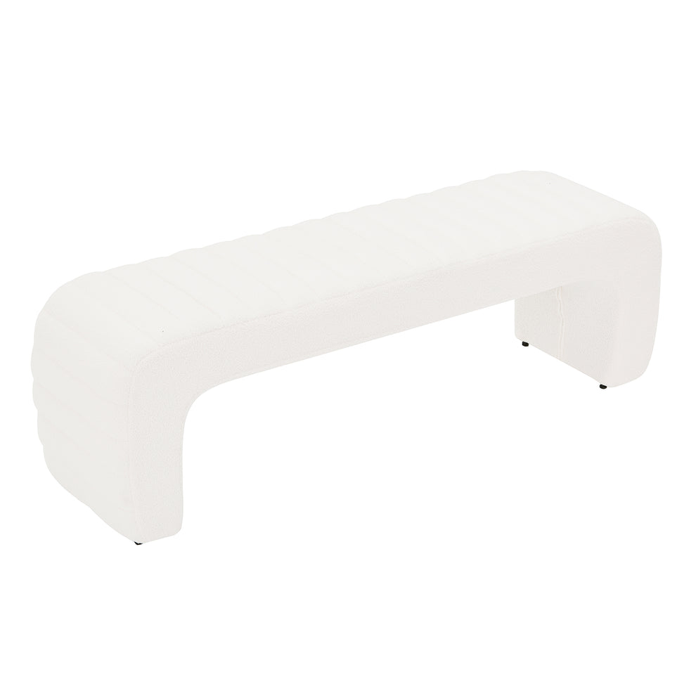Josie Curved Boucle Fabric Bench Seat in Cream White – Luxo Living