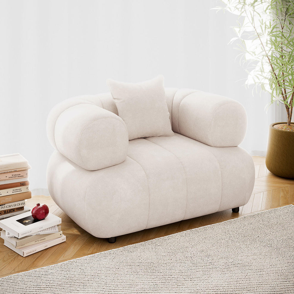 Samira Single Seater Velvet Sofa in Cream – Luxo Living