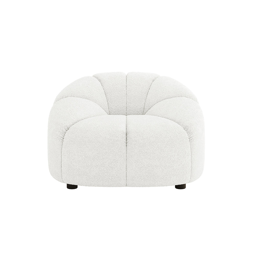 Trina Boucle Sofa Chair with Ball Pillow in Cream White – Luxo Living