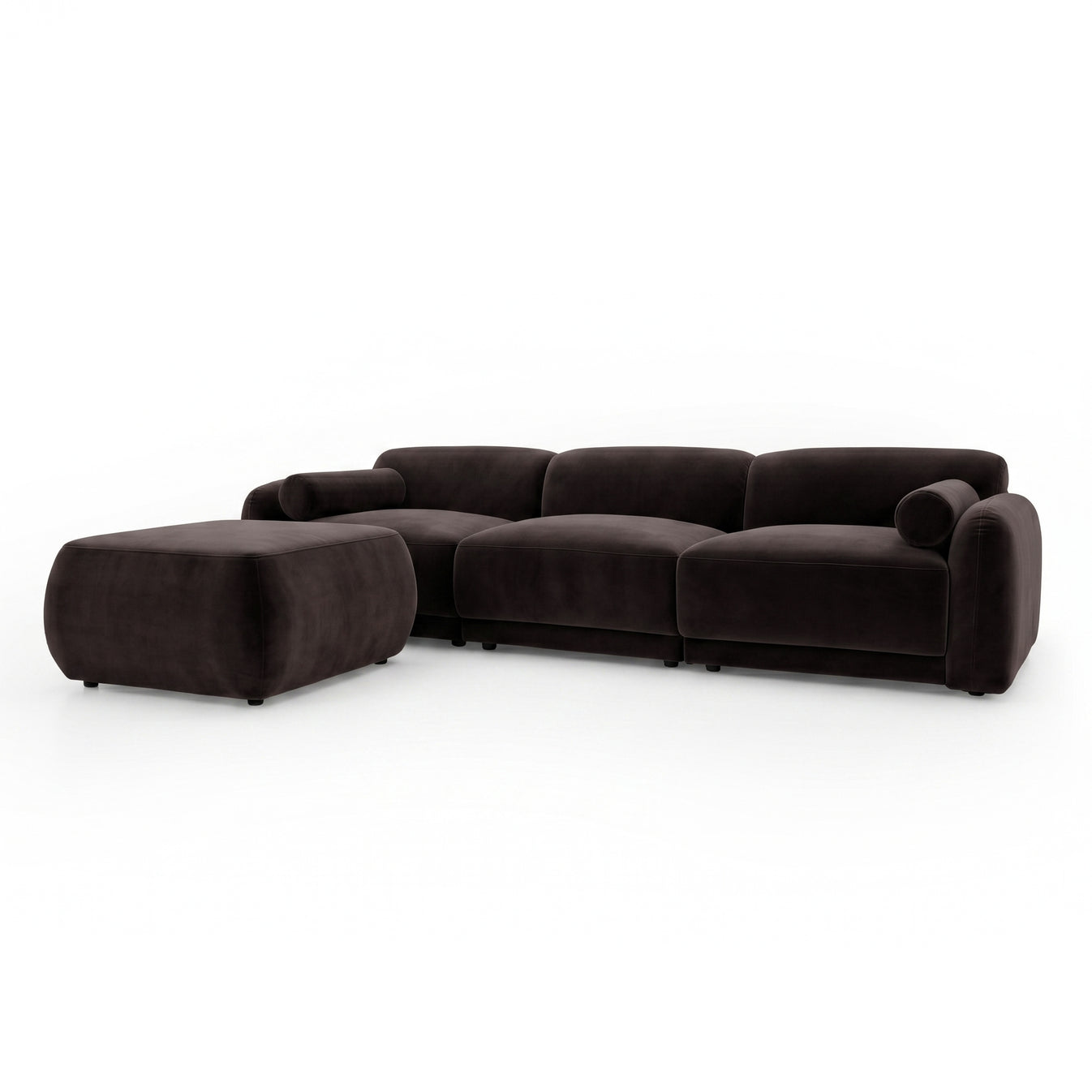 Vornell 4 Seater Performance Velvet Modular Chaise Sofa in Deep Mocha ...