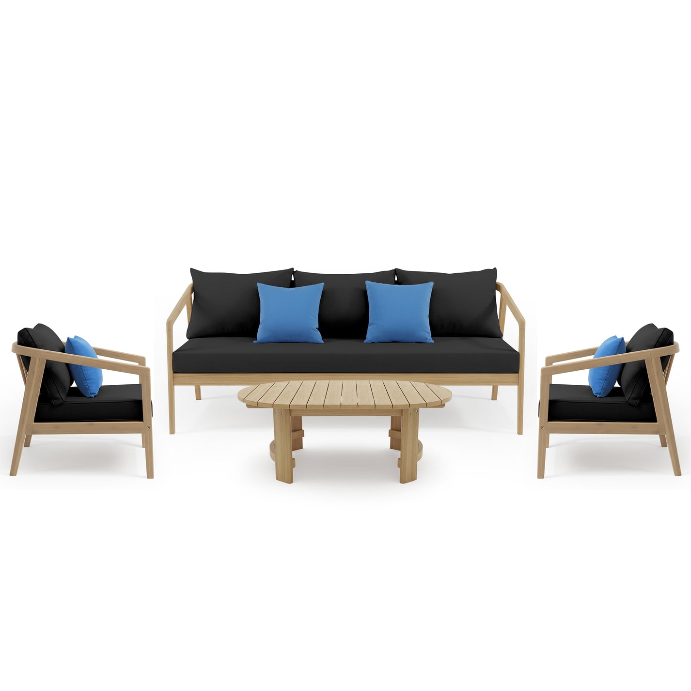 Delva 4 Seater Hardwood Acacia Outdoor Sofa Set in Black – Luxo Living