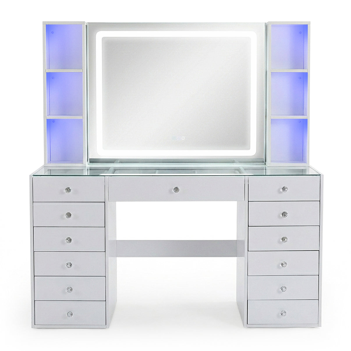 Juliette LED Makeup Vanity Table with Storage in White – Luxo Living